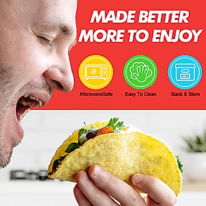 Patelai 12 Pcs Taco Plates Plastic Taco Serving Plates with 2 Taco Holders Plus 4 Compartments Divided Taco Tray for Soft & Hard Shell Tacos Tuesday Night Party Kids Fiesta Food (Red)