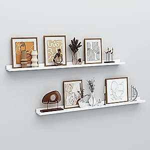 love furniture Floating Shelves Wall Mounted Set of 2, 59 Inch White Wall Mounted Wood Shelves for Bedroom, Living Room, Bathroom, Kitchen