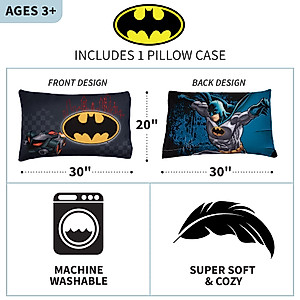 Franco Kids Bedding Super Soft Microfiber Pillowcase, 20 in x 30 in, Batman