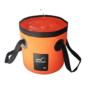 Sunglow Collapsible Bucket, 5 Gallons Multifunctional Portable Collapsible Fishing Bucket -Wash Basin Folding Bucket -Water Container for Fishing-Camping-Gardening (20L/5gallon(Orange))