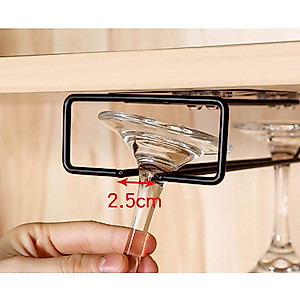 Gittcoll Wine Glass Rack Under Cabinet Hanging Iron Stemware Rack Glasses Storage Holder No Drilling Metal Organizer Hanger for Bar Home Pub Glass Shelf for Kitchen Bar Restaurant, Set of 2, 26x9x6cm