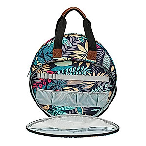 Embroidery Project Bag,Portable Travel Tote Carrying Bag for Crochet Hooks, Knitting Needles,Cross Stitch Tools Kits,Floss,Yarn Storage (Bag Only) (Blue Leaf)