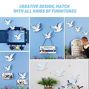 BESPORTBLE 3pcs Resin Birds Dove Wall Art Decorations ResinNautical Beach Seagulls Ornaments for Garden Coastal Wall Sculptures Decorations