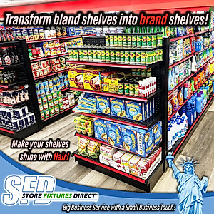 Decorative Gondola Shelving Pre Cut Vinyl Insert Strips 48" x 1.25" Shelf C-Channel, Red, 100 Pack