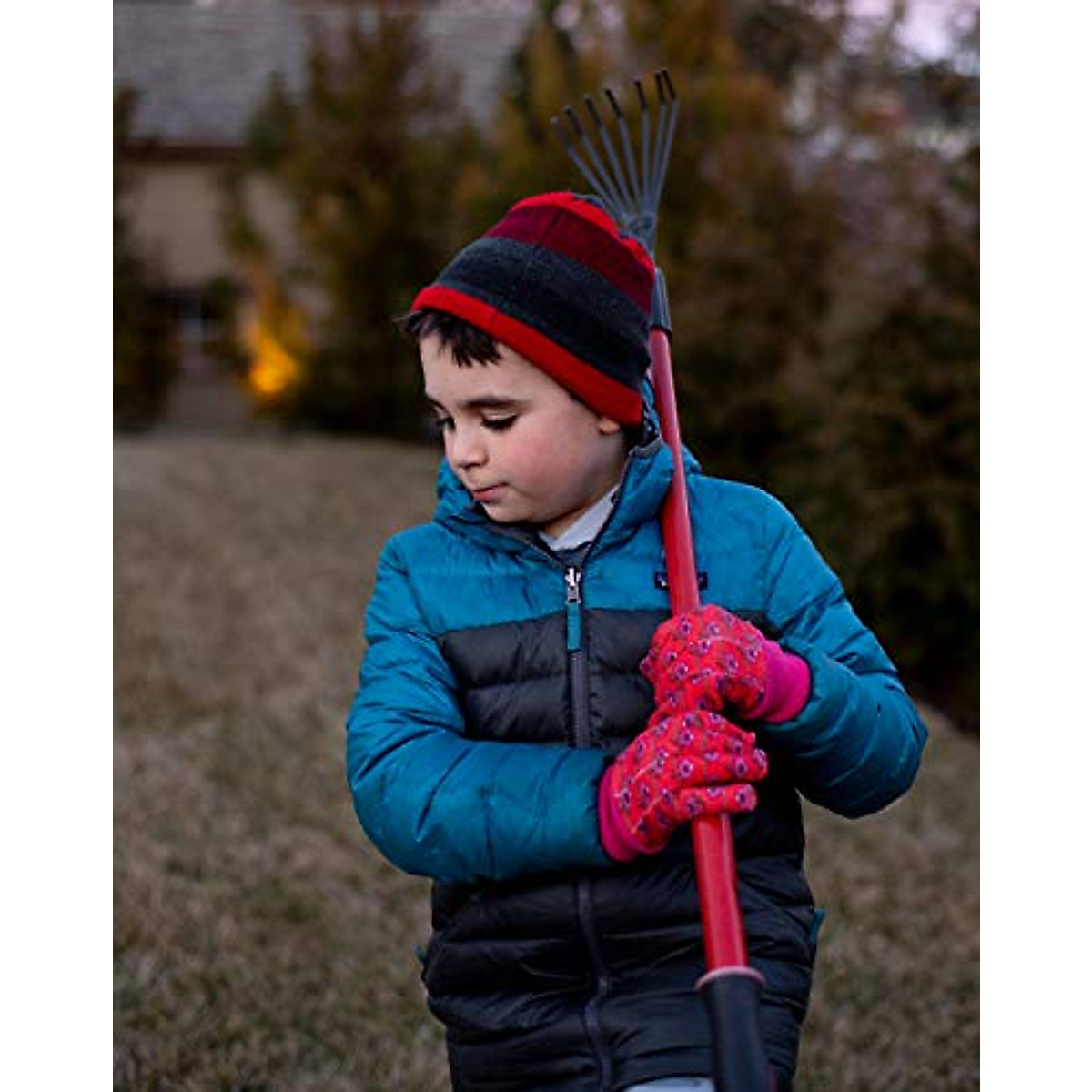 G & F Products 1823-3 JustForKids Soft Jersey Kids Garden Gloves, Kids Work Gloves, 3 Pairs Green/Red/Blue per Pack