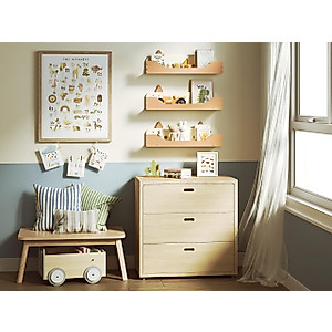 TomVista Nursery Floating Shelves, 16.5 Inches Cute Decorative Shelf for Bedroom, Kids' Room, Wall Mounted Wood Bookshelf Organizer for Wall Storage, White/Sandy Beige, Set of 3