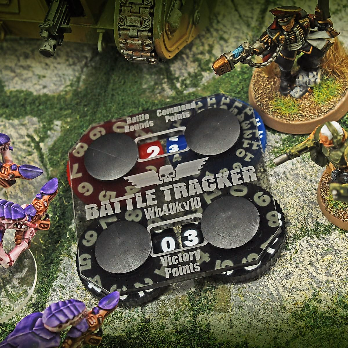LITKO Battle Tracker | Victory Points | Turn | Command Points | Objective | Battle Points | Tracker | Compatible with Warhammer 40K 10th Edition and Age of Sigmar