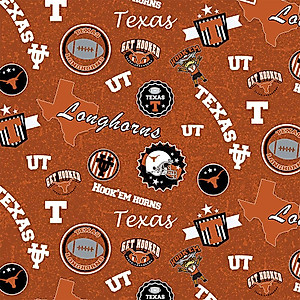 SYKEL ENTERPRISES University of Texas Fat Quarter-NCAA Collegiate 100 percent Cotton Fabric-TX1208