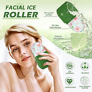 IMEASY Ice Roller for Face and Eye, Ice Face Roller,Facial Beauty Ice Roller Skin Care Tools, Ice Facial Cube, Gua Sha Face Massage, Silicone Ice Mold for Face Beauty (Green)