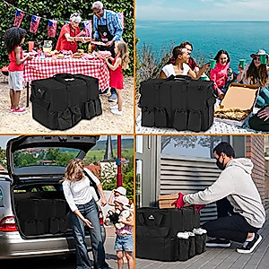 Food Delivery Bag XXL - 23x14x15 inches, Water Resistant Large Insulated Hot Bags for Delivery with Cup Holders, Durable Pizza Warmer Carrying Case - Catering Bag for Food Deliveries, Cooler Bag Black