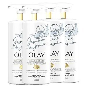 Olay Cleansing & Nourishing Hand Wash with Vitamin B3 + Hyaluronic Acid, 10.1 Fl Oz (Pack of 4)