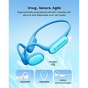 Hinersound Kids Bluetooth Headphones Open Ear Air Conduction,70/85/94dB Volume Control Ultra-Light Wireless Sport Kids Earbuds for Children Travel/Running/Cycling