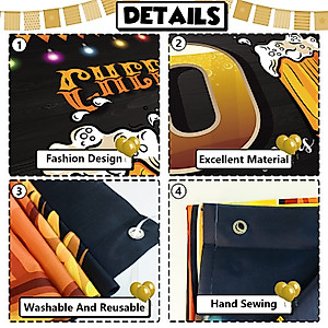 4 x 6ft Happy 50th Birthday Party Decorations Banner Black and Gold - Cheers and Beers to 50 Years Anniversary Photo Booth Backdrop party Supplies for Women and Men