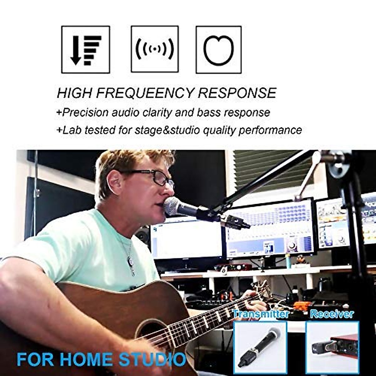 Xvive U3 XLR Microphone Wireless System 2.4GHz Wireless XLR Transmitter and Receiver for Dynamic Microphone, Audio Mixer, PA System