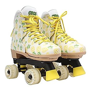 Circle Society Classic Adjustable Children's Roller Skates, 3-7 US Girls, Crushed Pineapple,White