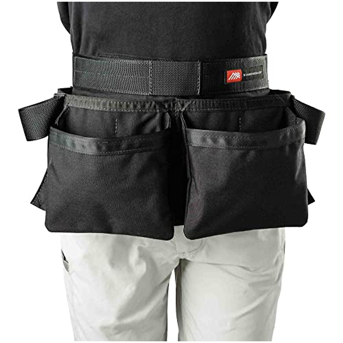 Diamondback Tool Apron - Open Pocket Work Aprons for Men & Women with 2 Hammer Loops & Bit Bandolier - Adjustable Waist Tool Apron for Men & Women - Ideal Electrician & Carpenter Apron (Black)