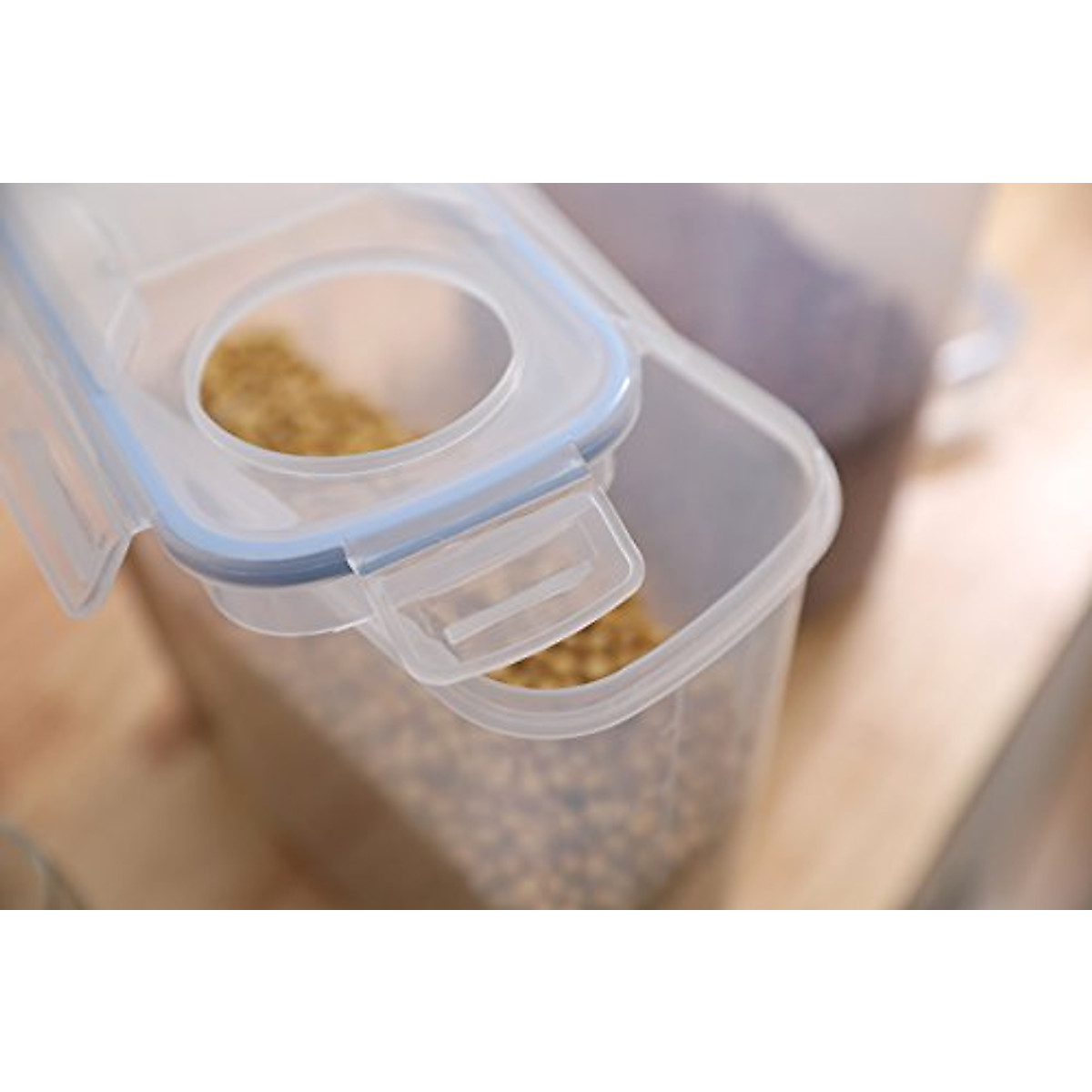 Basicwise Large BPA-Free Plastic Food Cereal Containers, Airtight Spout Lid Set of 2
