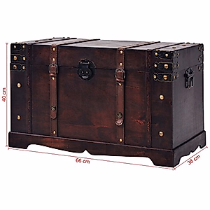 Festnight Treasure Chest Wood Storage Box Trunk Cabinet Collection Furniture Decor 26" x 15" x 15.7" (L x W x H)