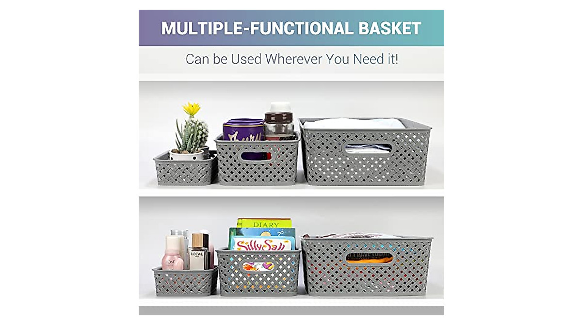 MaxGear 3-Pack Plastic Storage Bins for Home Organization