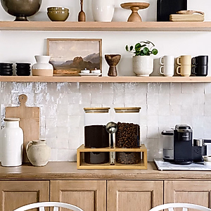 Glass Coffee Containers With Shelf, Coffee Bar Organizer And Accessories, Coffee Jars With Spoon, 2x 49oz Coffee Bean Storage Airtight Sealed Coffee Canister For Coffee Bean, Ground Coffee, Nuts