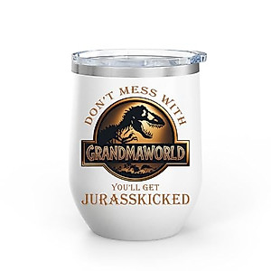 Grandmaworld Tumbler, Mamasaurus Nutrition Facts Cup for Mother's Day, Cool Tumblers for Mom, Stepmom or Grandma from Daughter or Son