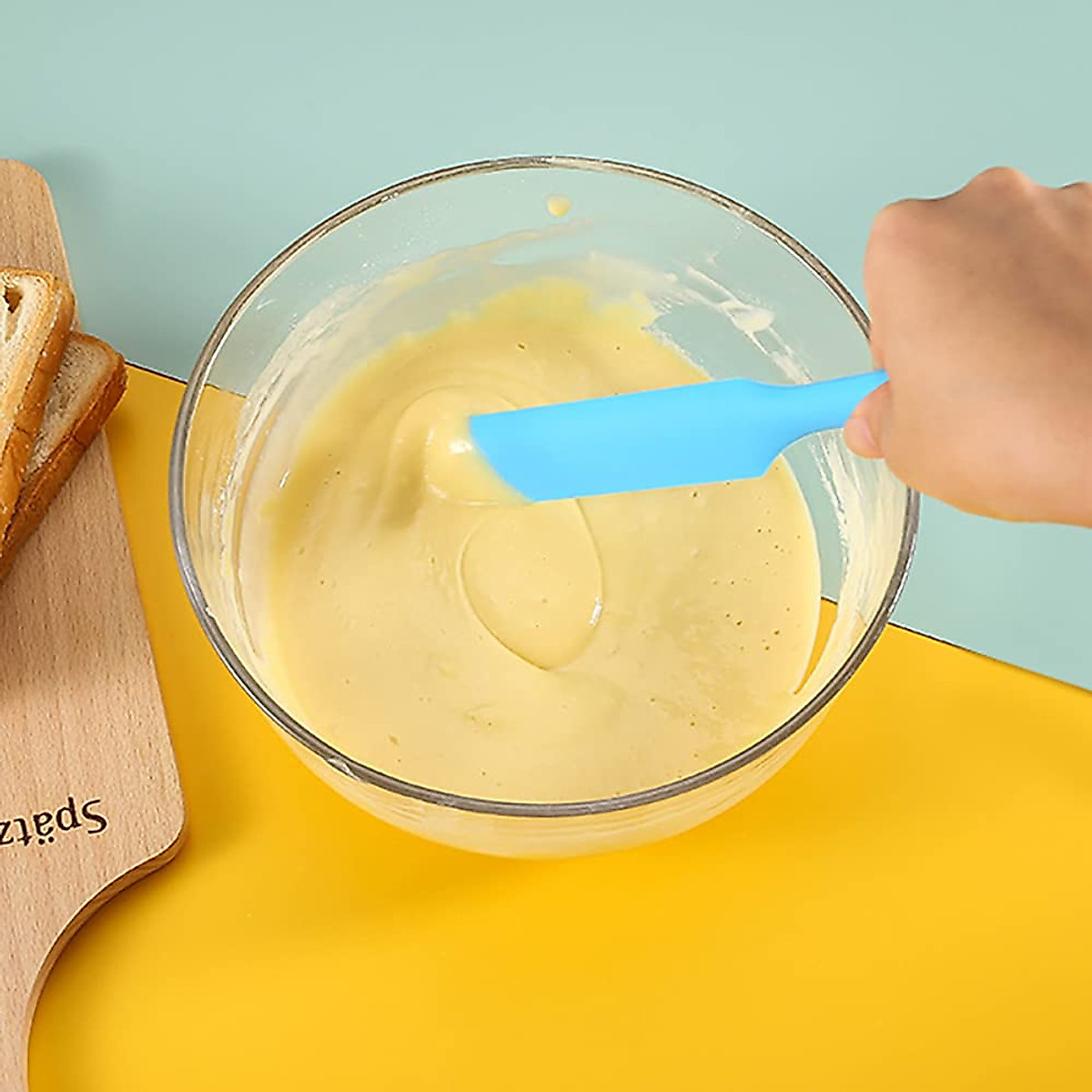 Small Silicone Spatulas Bulk for Kitchen, Baking, Cake Icing, Resin Craft(set of 6), Mini Silicon Scraper Tool, Jar Spatula with Long Handle Heat Resistant, Waxing Sticks Large with Slant for Hard Wax