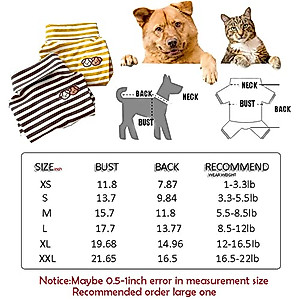 Cute Doggie Embroidery Dog Shirts Pet Cotton Striped T-Shirt Breathable Stretchy Dog Sweater Turtleneck Knitted Puppy Pullover for Cats Small Dogs (Small, Yellow Striped)