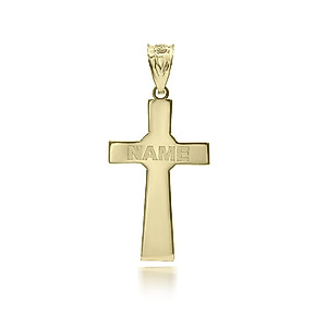 Certified 14k Yellow Gold Customized Irish Celtic Knot Cross Religious Pendant with Your Name