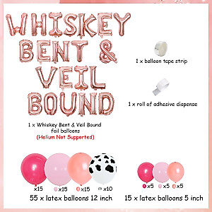 Nashville Bachelorette Party Decorations Rose Gold - Whiskey Bent & Veil Bound Balloon Banner Cowgirl Bachelor Balloon Garland Arch Diamond Ring Bottle Balloons for Bridal Shower Engagement Party