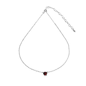 B. BRILLIANT Red Choker Necklace Sterling Silver Red Crystal Round Solitaire Dainty Short Fashion Trendy Pendant for Women, 13-16 Inches