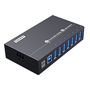 Powered USB Hub, Sipolar 7-Port USB 3.0 Hub with LED Indicator Multiport USB Spilitter with 12V 3A Power Adapter USB Port Expander for Laptops, PC, Computer, Miner, Mobile HDD, Flash Drive and More