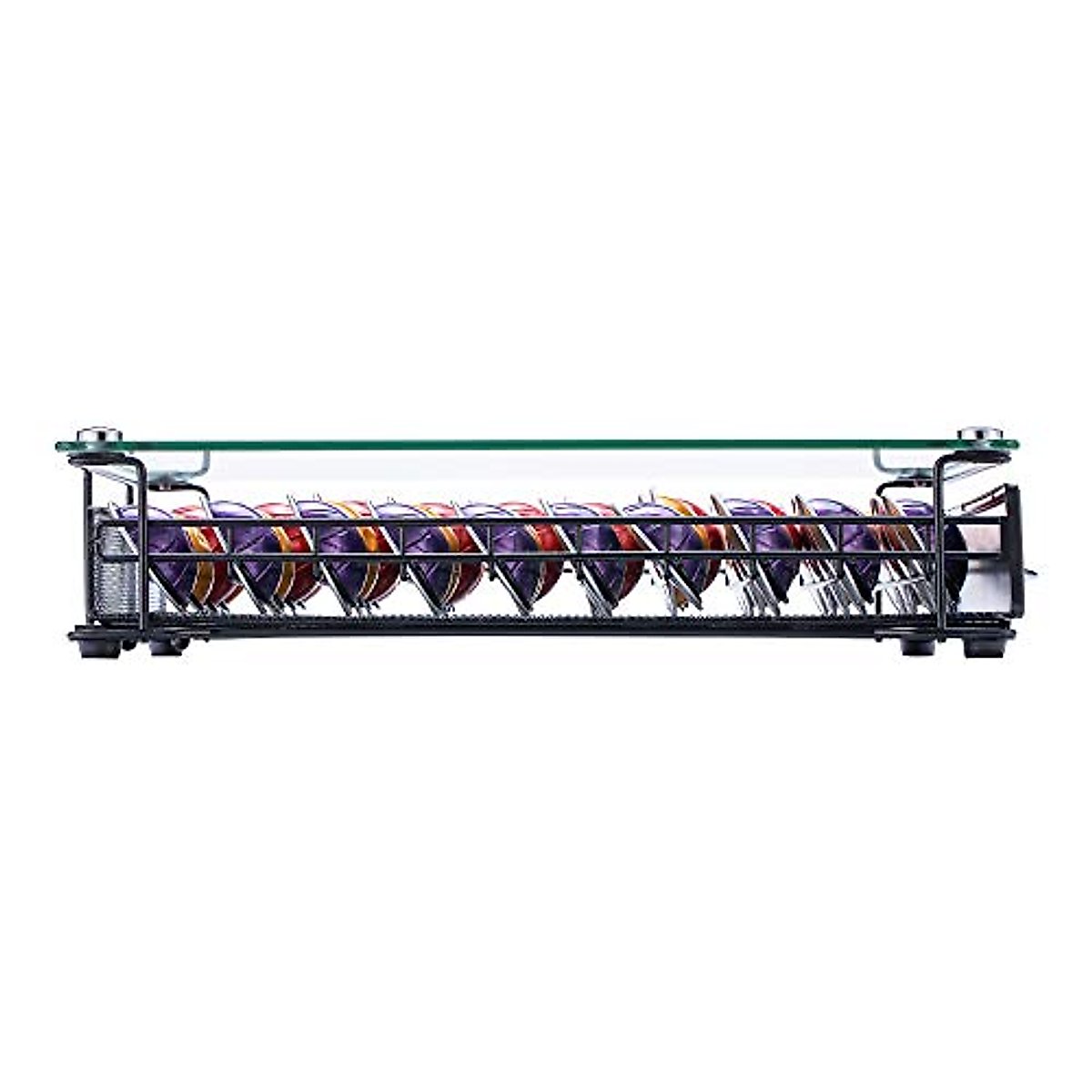 Rice rat Vertuo Capsule Holder Drawer for Nespresso With Glass For Cabinet Vertuoline Pod Storage Rack For Counter (Class-40 Pods（With handle）)