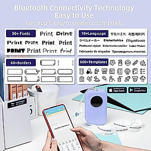 Memoqueen D30 Label Maker Thermal Mini Label Printer-Bluetooth Portable Label Maker Machine with Tape,Labeler Compatible with Phomemo D30 iOS&Android, Easy to Use for Home Office Organization,Purple