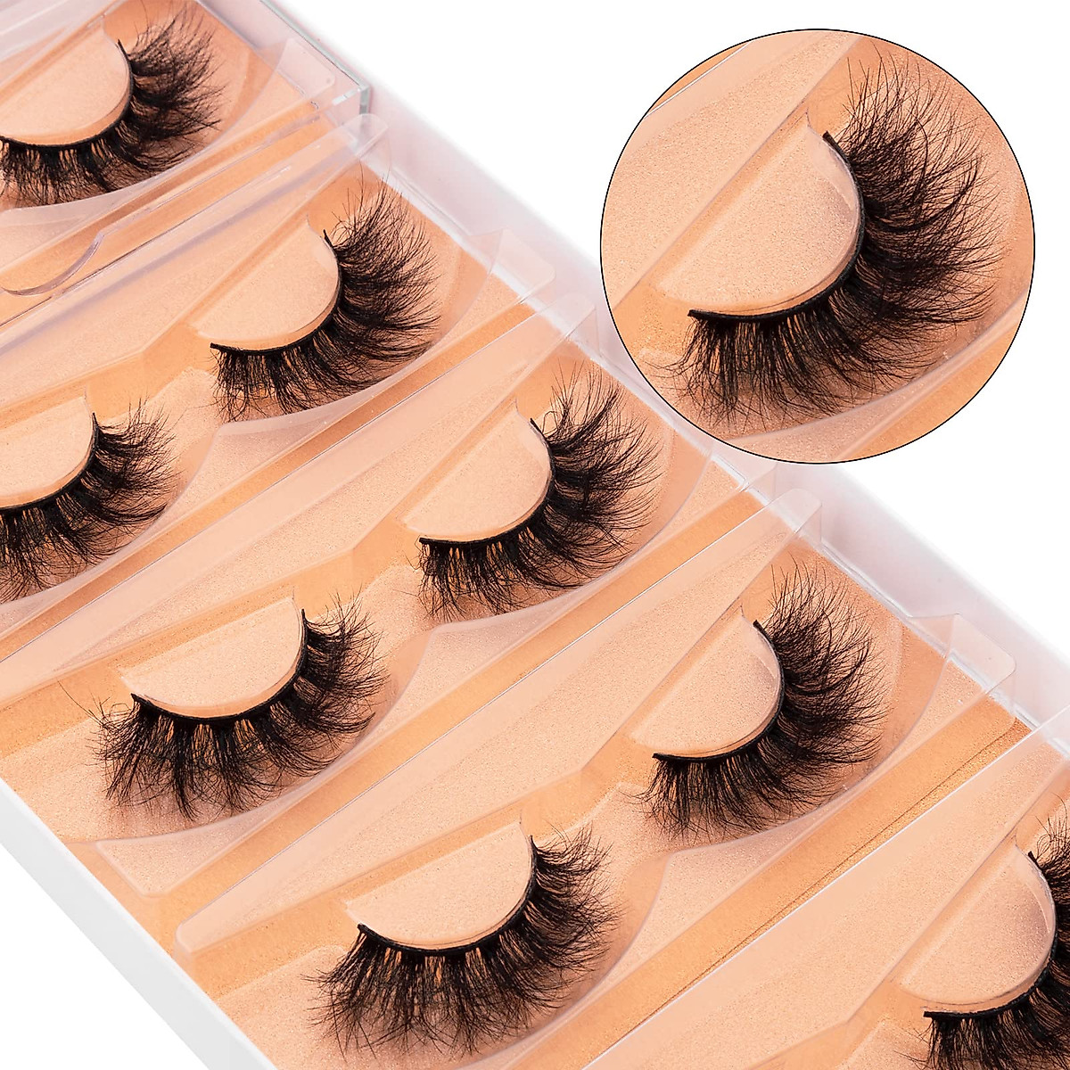 DYSILK Eyelashes Mink Lashes Fluffy - Fluffy Lashes 5 Pairs 6D Faux Mink Eyelash False Eyelashes Natural Look Lashes That Look Like Extensions Wispy Eyelashes Strip Lashes Eye Lashes | Fluffy-16mm