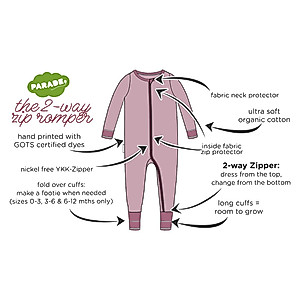 PARADE Organic Snuggle Soft Melange '2-Way' Zipper Romper Pink Melange 0-3M with Mitts
