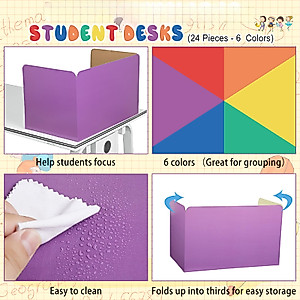 School Privacy Boards for Student Desks Students Classroom Privacy Folders Study Carrel Reduces Distractions Privacy Boards for Student Desks Test and Desk Dividers, 19 x 12 Inch (24 Pack)