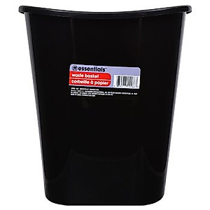Greenbrier International Essentials Black Plastic Oval Wastebasket - 7 Qt.
