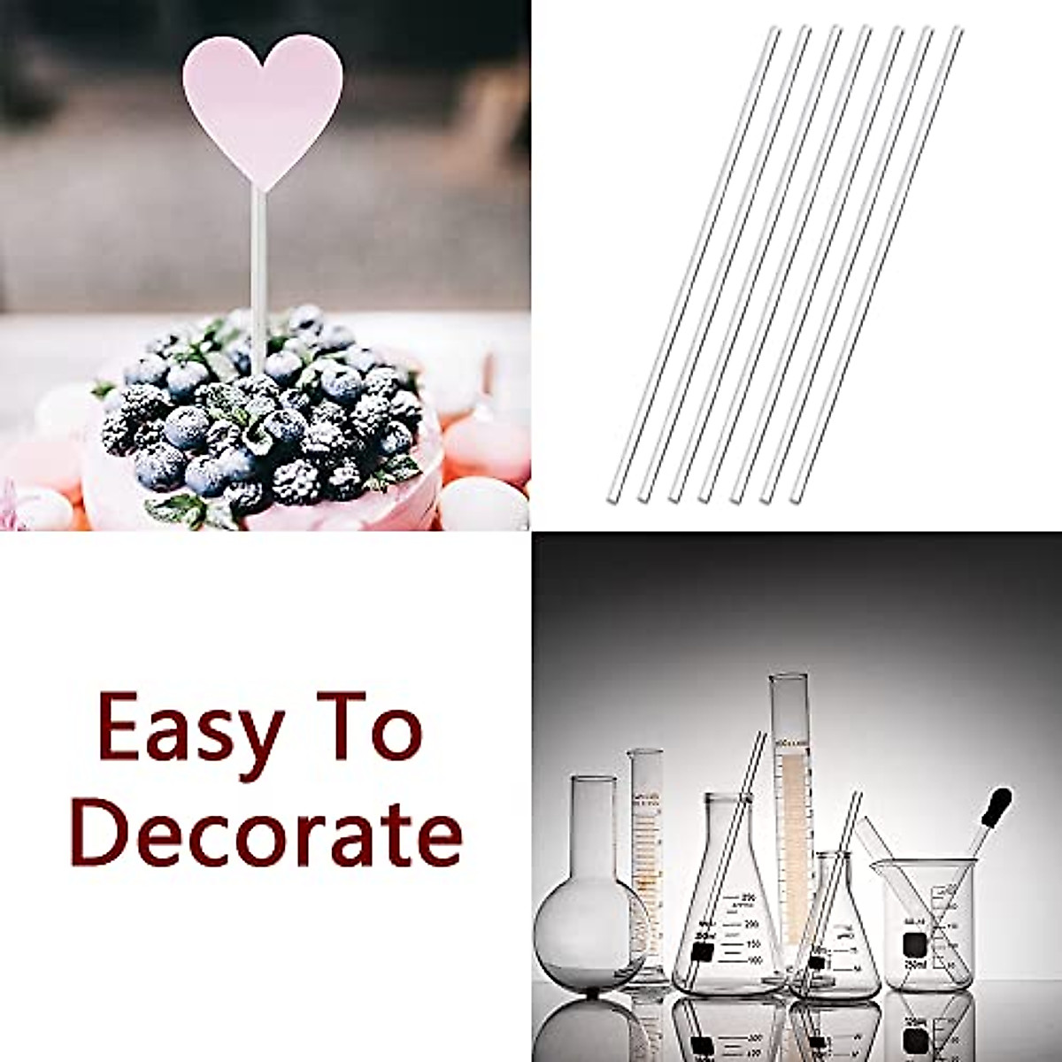 yeenelwboo 12 Pcs Clear Plastic Sticks Acrylic Dowel Rods Round Rod Transparent Acrylic Round Rod Solid Rod for DIY Projects