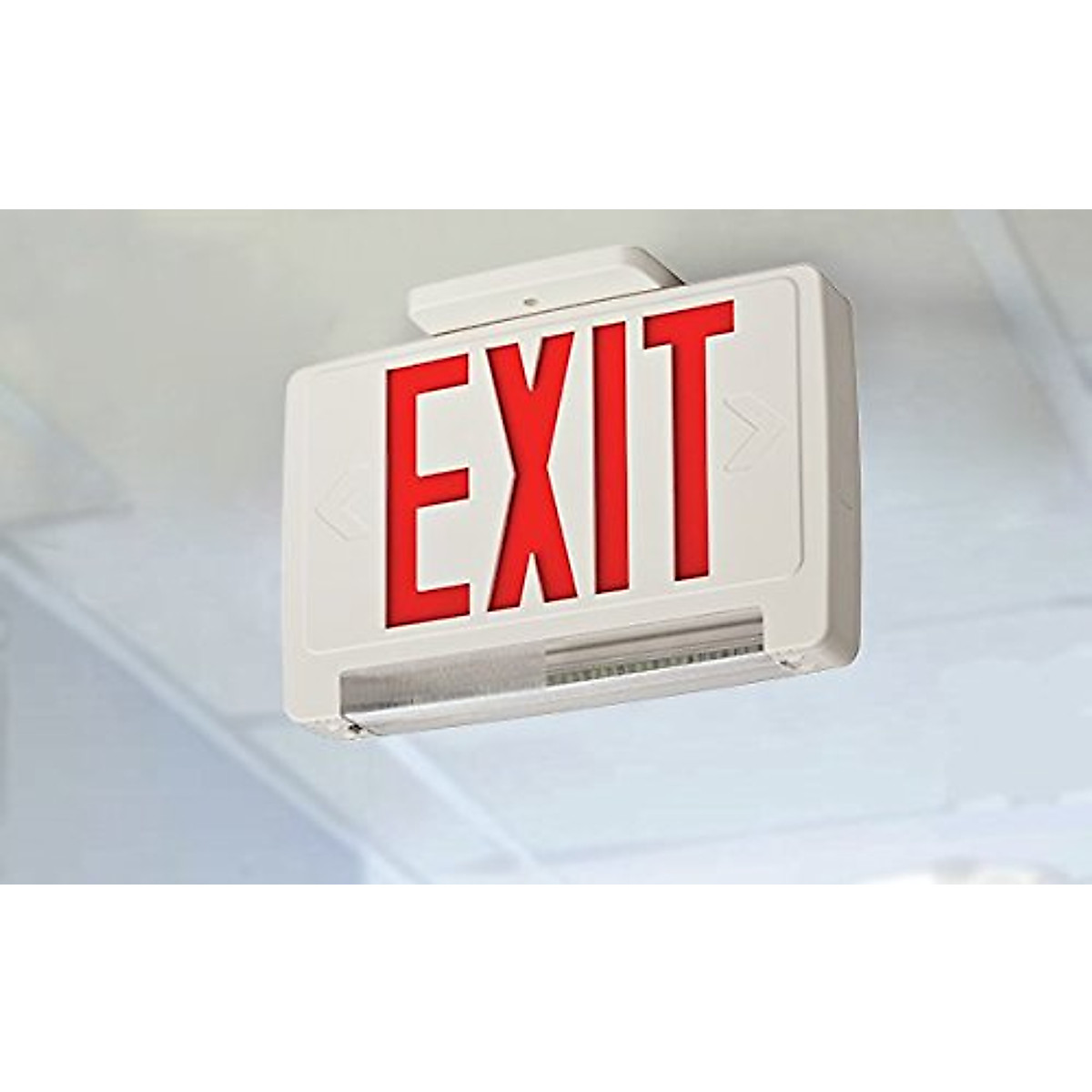 Lithonia Lighting ECBR M6 LED Exit and Emergency Light Bar Combo Fixture with Back Up Battery, 3 Watts, Damp Listed, Red Letters