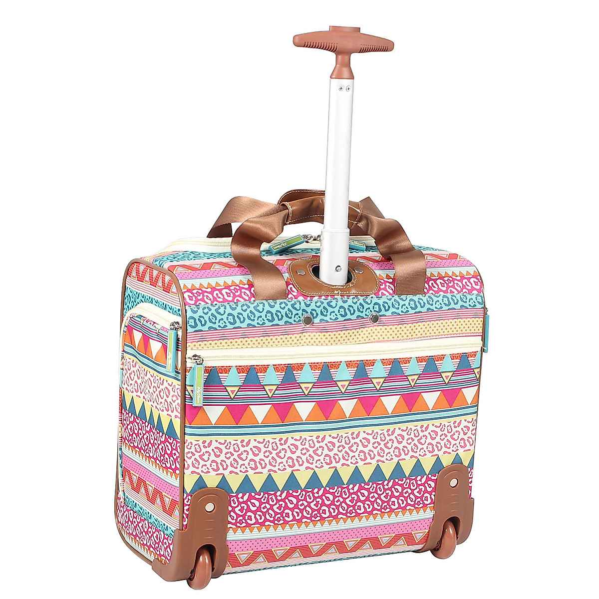 Lily Bloom Designer 15 Inch Carry On - Weekender Overnight Business Travel Luggage - Lightweight 2- Rolling Wheels Suitcase - Under Seat Rolling Bag for Women (On the Prowl)