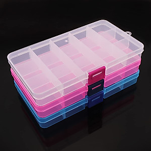 OriGlam 1pcs 17x10CM Plastic Organizer Storage Box with Adjustable Dividers, Jewelry Storage Container Box for Office Supplies Beads Crafts Fishing Tackles (Transparent)