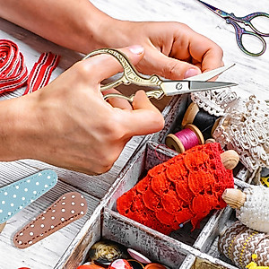 BIHRTC 2Pairs 3.6inch Sewing Scissors Small with Leather Cover Stainless Steel Sharp Tip Scissors Needlepoint Scissors Household Scissors for Sewing Crafting Art Work Threading Needlework