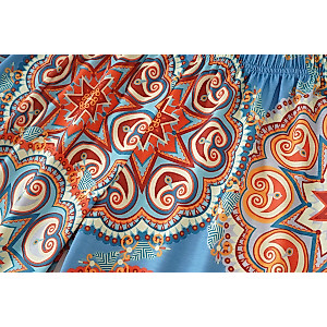 Vozanet Women's V Neck Sexy Pajamas Capri Sets Mexican Style Floral Sleepwear 2PCS Totem Casual Nighty Plus Size M to 5XL, Bohemia, XXX-Large