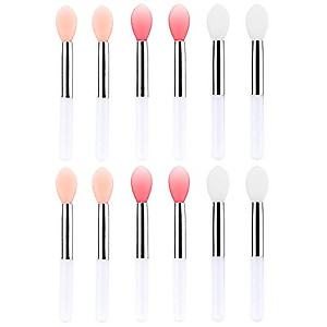 12 Pcs Silicone Lip Brushes Lipstick Lip Gloss Applicator Makeup Beauty Tool, 2 Inch Long