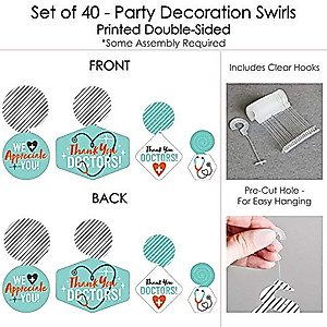 Big Dot of Happiness Thank You Doctors - Doctor Appreciation Week Hanging Decor - Party Decoration Swirls - Set of 40