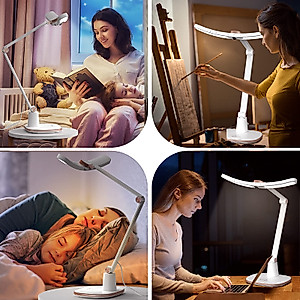BEYONDOP e-Reading LED Desk Lamp with Monitor Sensor, Touch Table Lamp for Home Office, Eye-Caring Reading Lamp for Working Studying, Auto-Dimming Swing Arm Desk Lamp for Engineers Designers Gaming