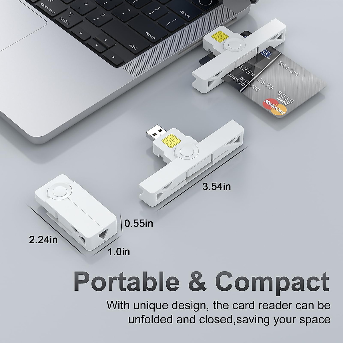CAC Card Reader, DOD Military USB Common Access CAC Card Reader USB CAC Reader Smart Card Reader Compatible with Windows, Mac OS and Linux