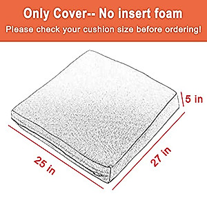 Oslimea Outdoor Seat Cushion Slip Cover 25" x 27", Waterproof Patio Furniture Chair Cushion Cover Replacement Pillow Slip Seat Cushion Cover 2 Pack - Covers Only, Dark Blue