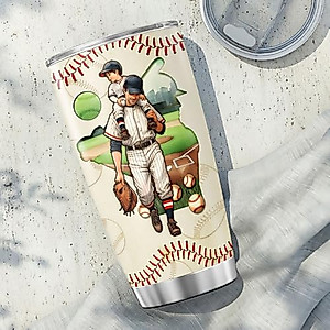 JENOIS For Cup Fathers Tumblers Day Women Coffee, Tumbler 20 Oz With Lid And Straw, Baseball Gifts, Baseball Player Dad