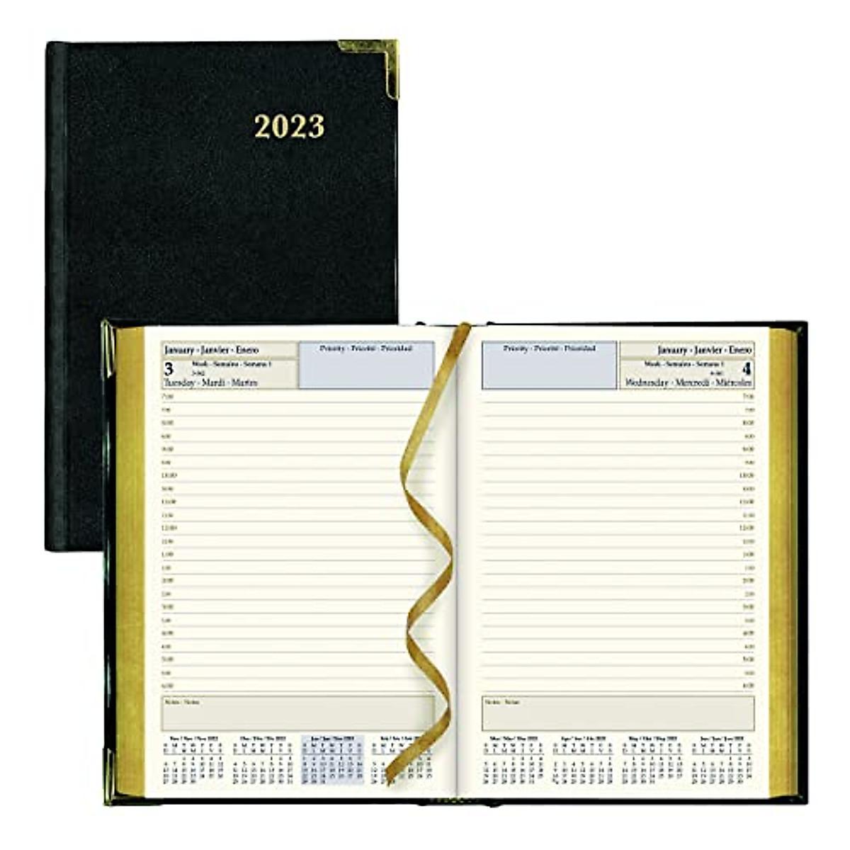 Brownline 2023 Executive Daily Planner, Appointment Book, 12 Months, January to December, Sewn Binding, 7.125" x 4.875", Assorted Colors, Trilingual (CBE504.ASX-23)